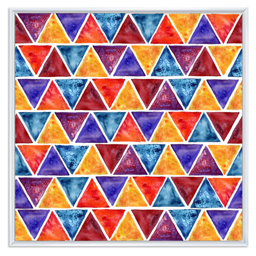 George Oliver Colorful Abstract Triangle Pattern Framed On Canvas Painting | Wayfair